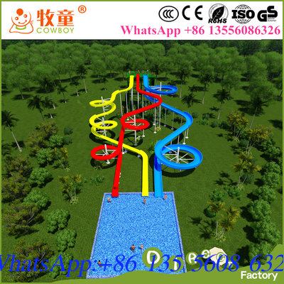 Guangdong Cowboy open closed fiberglass water park slides for sale supplier