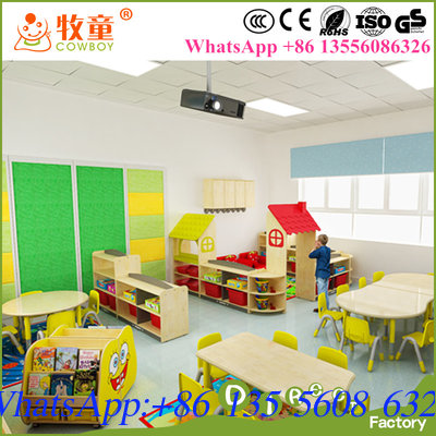China Nursery School Furniture Vendor Kids Wooden Desk and Chairs for Wholesale supplier