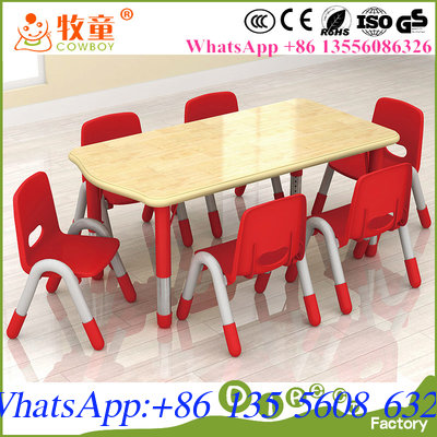 Early Childhood Centre Kids Furniture 6 Seats Wooden Table and Chairs Supplier in Guangzhou China supplier
