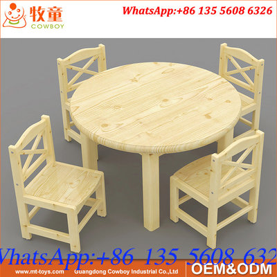 High quality early childhood classroom furniture supplies kids wooden 6 seats rectangle table supplier