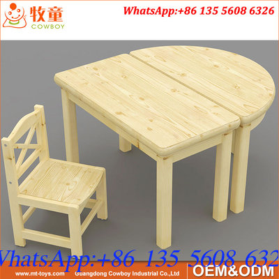 Solid pine wood nursery play school table and chairs for 1.5-4 years old kids supplier