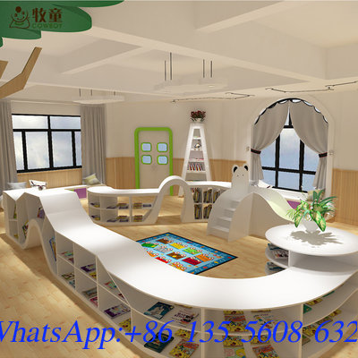 China supplies children kindergarten school wooden MDF library furniture for reading room supplier
