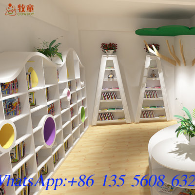 China supplies children kindergarten school wooden MDF library furniture for reading room supplier