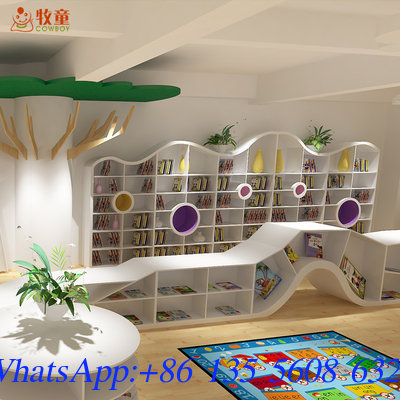China supplies children kindergarten school wooden MDF library furniture for reading room supplier