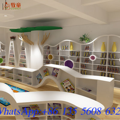 China supplies children kindergarten school wooden MDF library furniture for reading room supplier