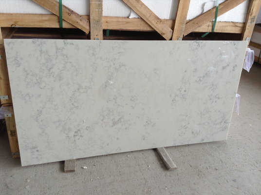 Carrara White Quartz Stone Slabs For Shower Wall Panels / Wall Tiles