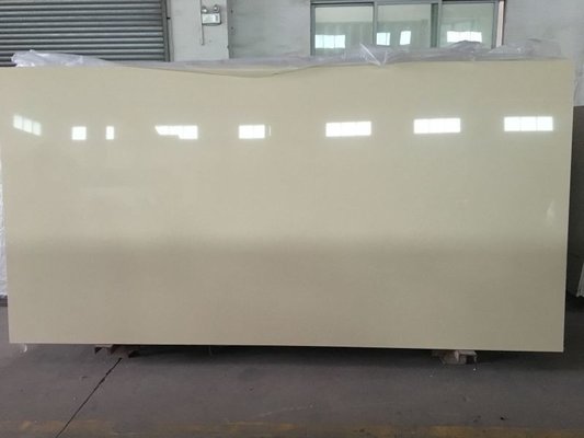 Crema Marfil Laminated Edge Quartz Stone Slabs Kitchen Countertops Natural Marble Vein