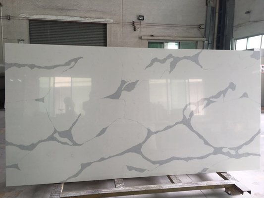 Grey Calacatta Quartz Stone US Customized Vanity Tops Quartz High Glossy Jumbo Slabs