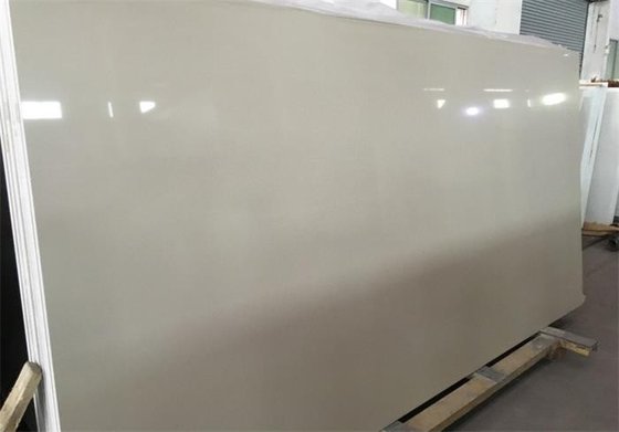 Light Linen Laminated Edge Quartz Stone Slabs Kitchen Countertops Natural Marble Vein