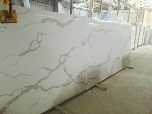 Safety Faux Calacatta Quartz Bathroom Countertops / White Quartz Countertops