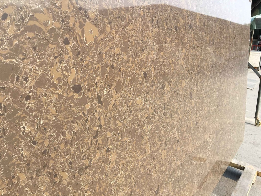 Mixed Vein Engineered Quartz Stone Countertops Prefabs Slabs Safety