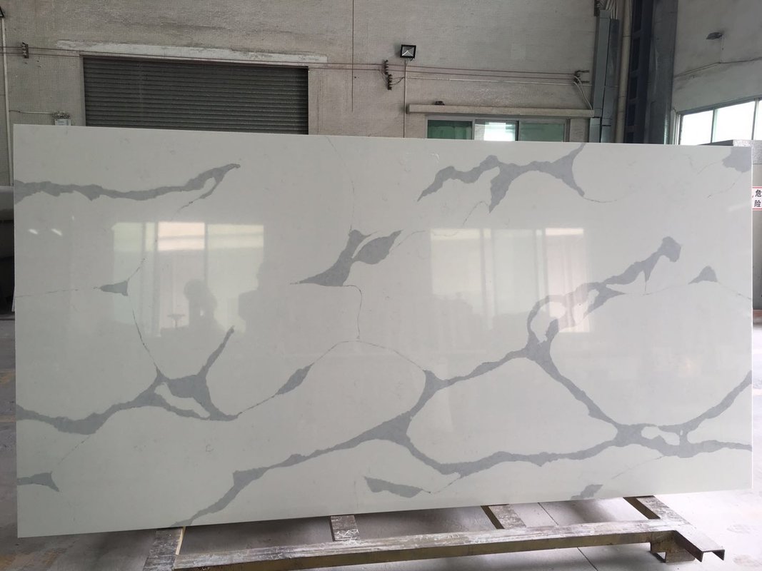Grey Calacatta Quartz Stone US Customized Vanity Tops Quartz High Glossy Jumbo Slabs