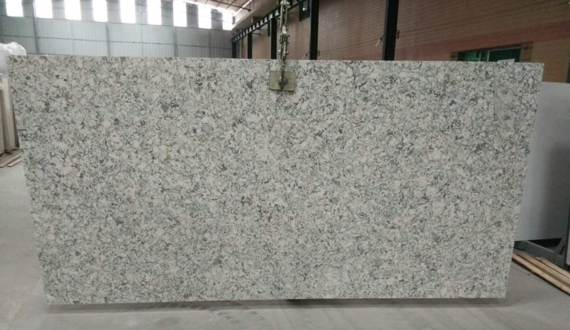 Engineered Quartz Green Mixed Vein / Quartz Stone Jumbo Slabs Green Canyon
