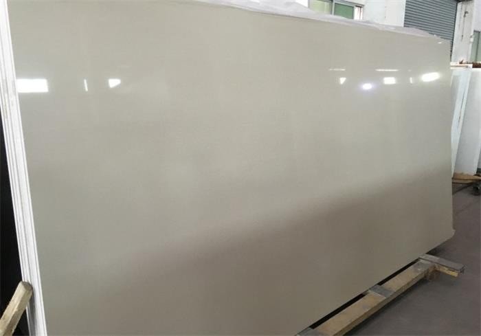 Light Linen Laminated Edge Quartz Stone Slabs Kitchen Countertops Natural Marble Vein