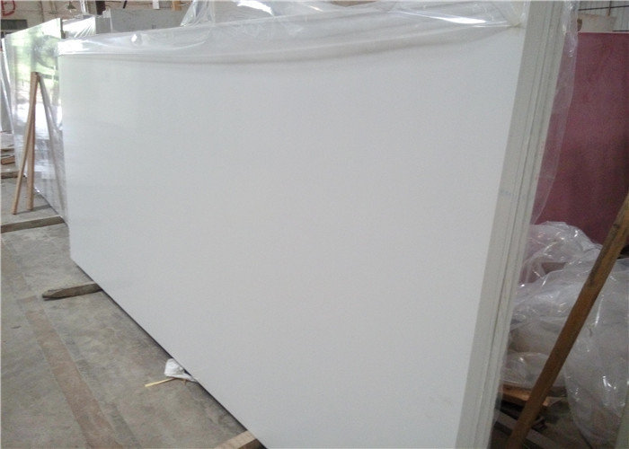 High Hardness Pure White Artificial Quartz Stone Slabs Brilliant Finish for Benchtops