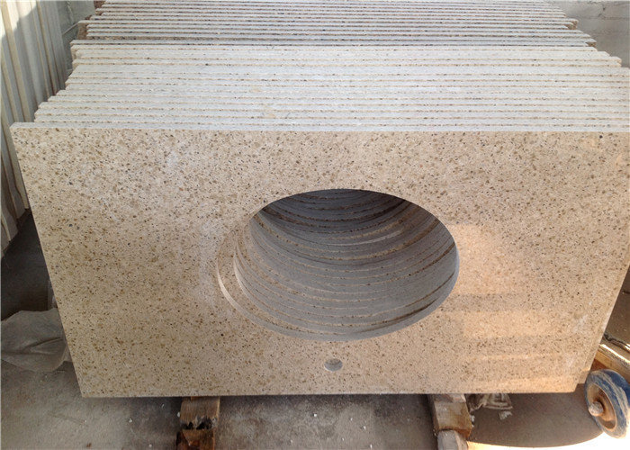 Cream Contemporary Quartz Bathroom Vanity Tops / Quartz Bathroom Countertops