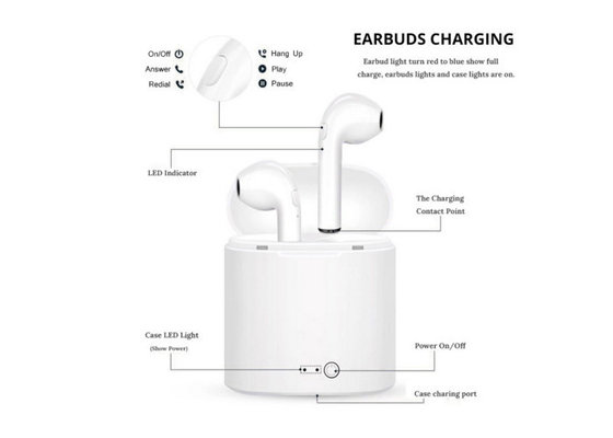 3D Sound Wireless Cordless Bluetooth Earbuds , IPX7 Waterproof Earphones With Charging Case