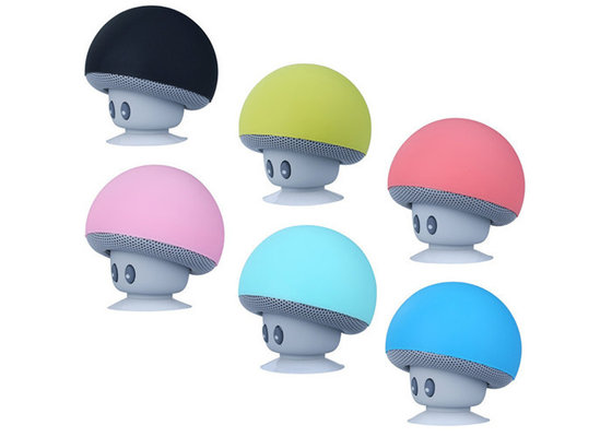 Colorful Cartoon Mushroom Bluetooth Speaker , Portable Wireless Mini Speakers With Sucker