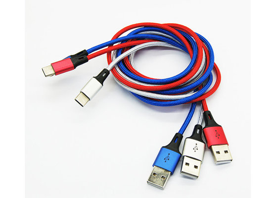 1m Length Braided USB Cable , Micro USB Charging Cable For Mobile Phone