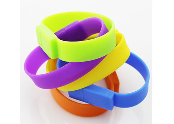 Portable Silicone Bracelet USB Flash Drive Colorful With Customized Logo
