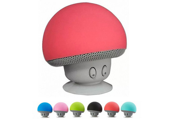 Colorful Cartoon Mushroom Bluetooth Speaker , Portable Wireless Mini Speakers With Sucker
