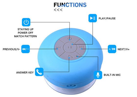Custom Waterproof Wireless Bluetooth Speakers / Sucker Wireless Speaker For Sports
