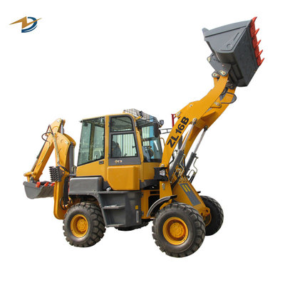 4x4 compact tractor with front wheel loader and rear backhoe