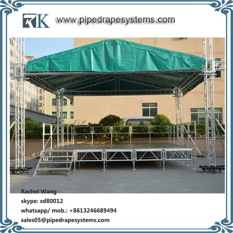 Outdoor truss display aluminum stage durable platform with guardrail adjustable riser