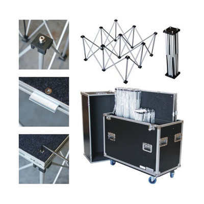 Flight case packing Decent portable stage with skirts and stairs portable outdoor concert stages