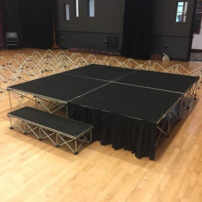 Flight case packing Decent portable stage with skirts and stairs portable outdoor concert stages