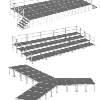 18kg per piece 4ftx4ft Lightweight portable folding stage with stairs portable steel stage platform