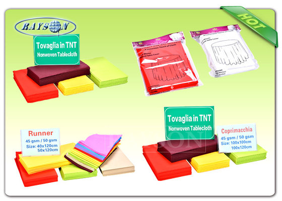 Anti - bacterial / Anti - chemical 60gram Printable Non Woven Tablecloth in Different Colors
