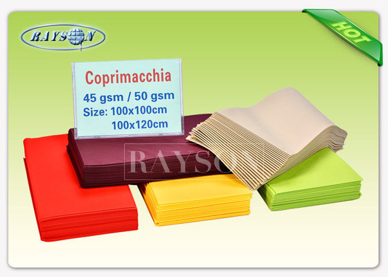Non - Slip White Round  Non Woven Tablecloth , TNT Table Cover For Wedding