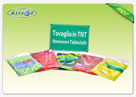 Non - Slip White Round  Non Woven Tablecloth , TNT Table Cover For Wedding
