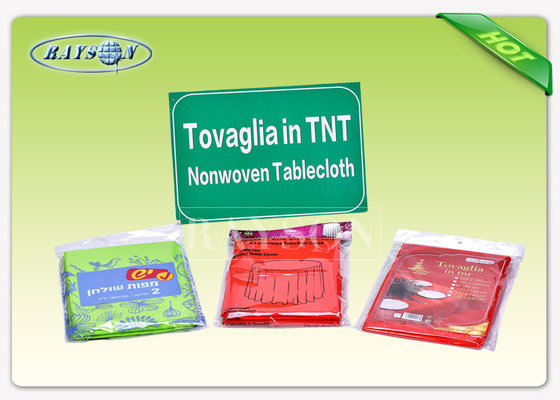 Non - Slip White Round  Non Woven Tablecloth , TNT Table Cover For Wedding