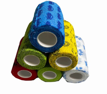 China Veterinary use pet hospital 2.5cm 5cm 7.5cm 10cm colourful pet adhesive bandages supplier