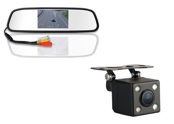 cheap  Black High Resolution Rear View Camera Mirror With 4 Led Lights