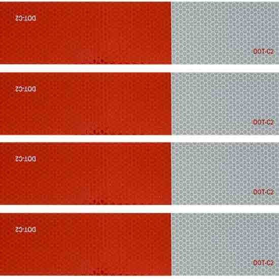 18" Adhesive Reflective Strips For Vehicles Truck 7" Long White / 11" Long Red