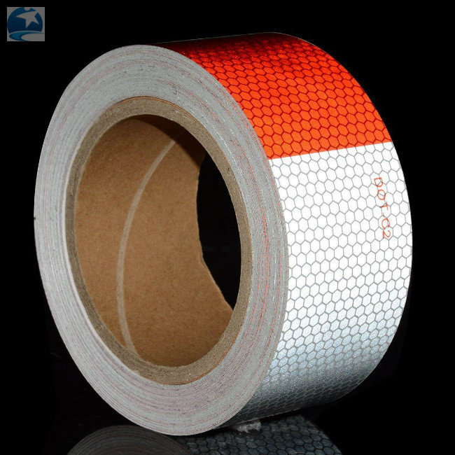 Honeycomb Red And White Dot Reflective Tape For Cars Micro Glass Beads 2" X 30 '
