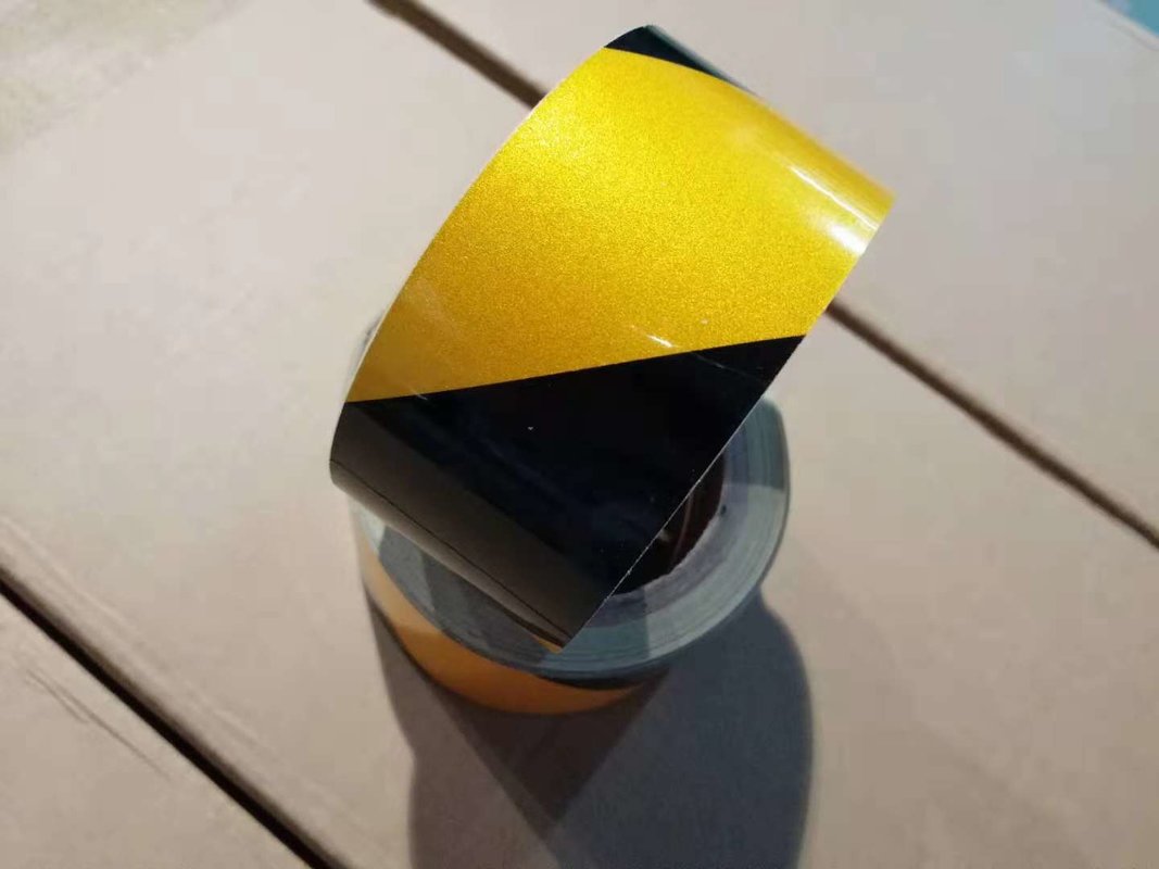 Black And Yellow Hazard Warning Reflective Tape 45MM Wide 10 Meters Long PET