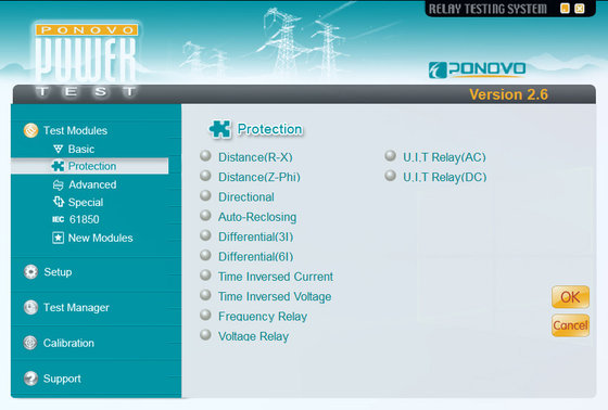 Power Test Protection Relay Test Software for three -phase  or  six -phase  relay  testers