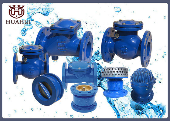 No Noise Ductile Iron Swing Check Valve Rubber Seal Blue Color For Water