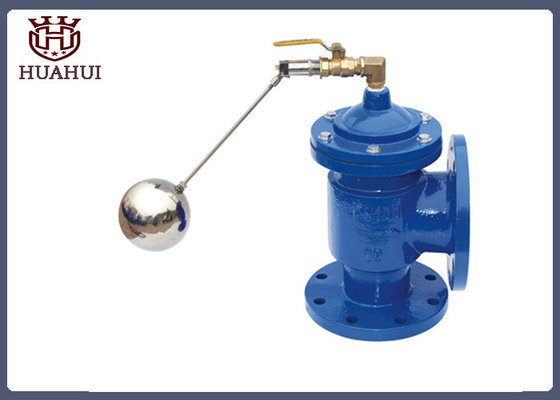 Angle Hydraulic Float Control Valve Double Flange Blue Color DN200 PN16