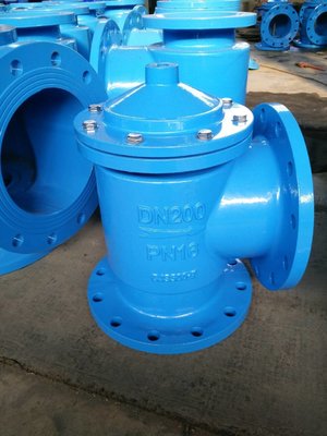 Angle Hydraulic Float Control Valve Double Flange Blue Color DN200 PN16