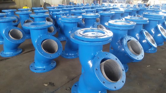 Bule / Red Color Water Y Strainer Filter , Flanged Y Strainer DN50 ISO9001