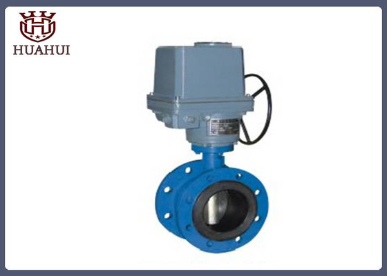Small Electric Power Flanged Butterfly Valve 2" Blue Color Wear Resistance