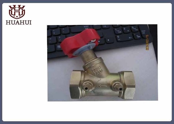 DN32 Manual Water Balancing Valve Brass Body Handwheel Operated Yellow Color