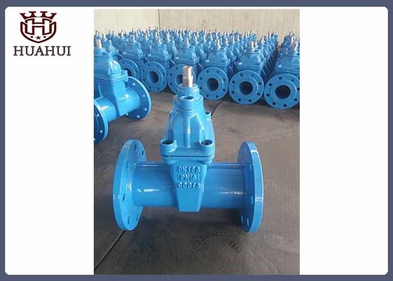 DIN3352 F5 resilient seated gate valve RAL5015 color handwheel double flange