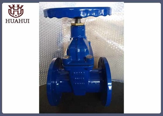 4" Double Flanged Gate Valve With Brass Gland Handwheel Operated Blue Color