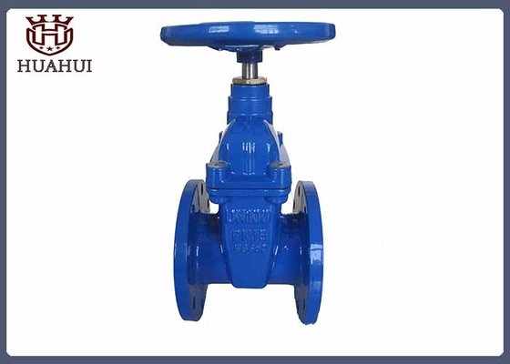 4" Double Flanged Gate Valve With Brass Gland Handwheel Operated Blue Color